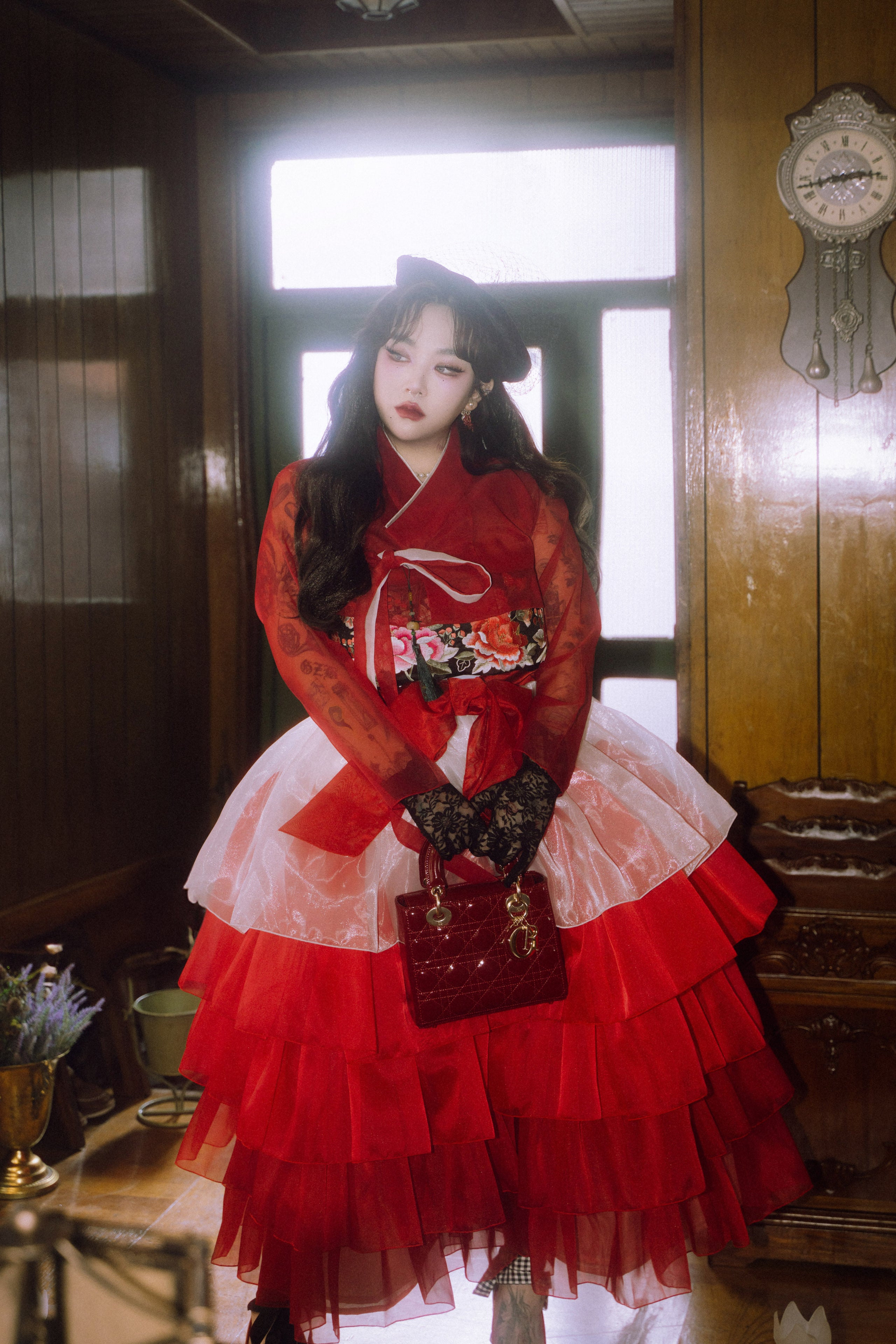 Pre-Order 紅緣 Hong Yeon Red Moo Gee Gi Ruffle Hanbok Petticoat Skirt ...
